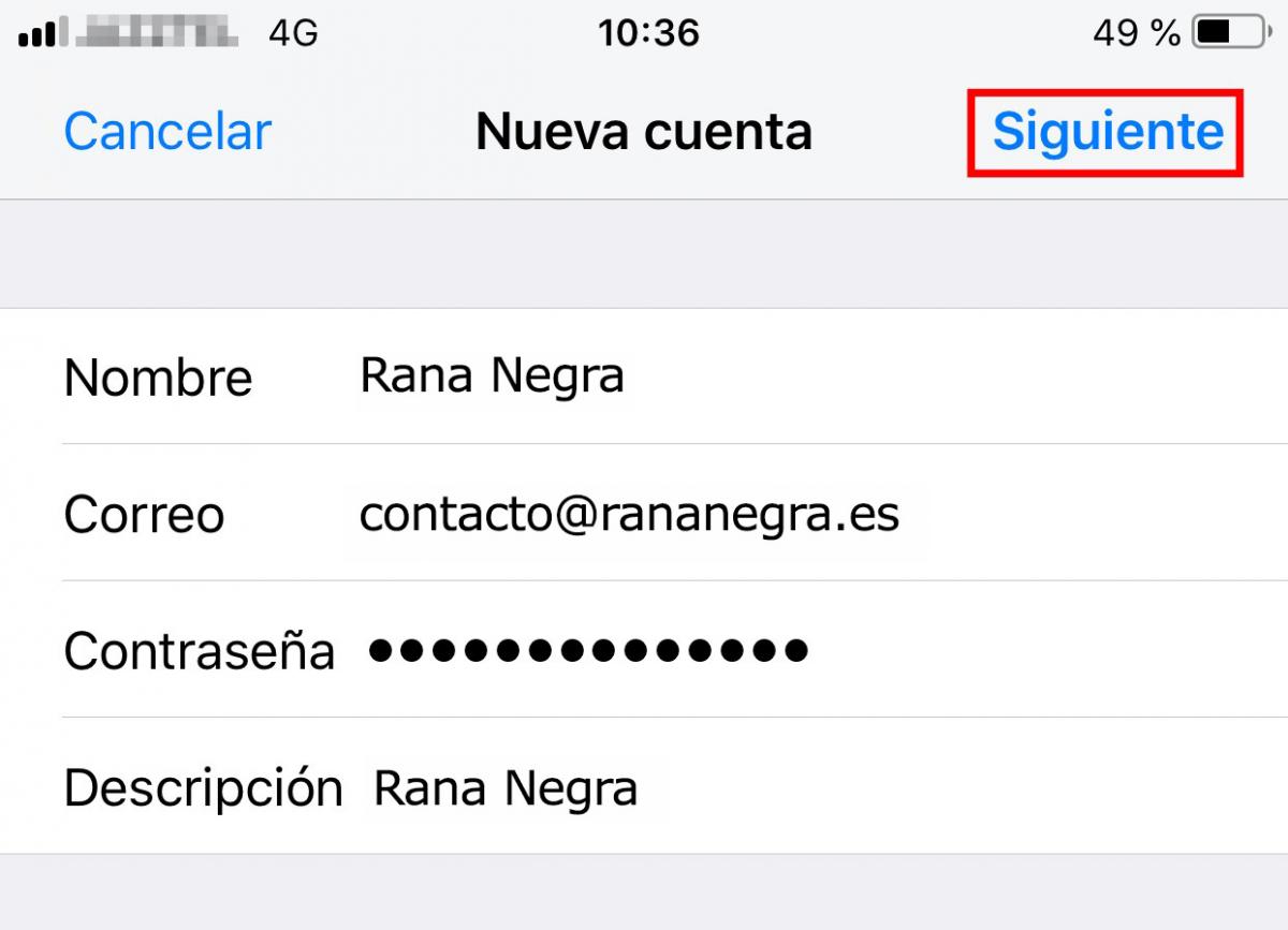 Configurar cuentas de correo en Iphone. Desarrollo Web